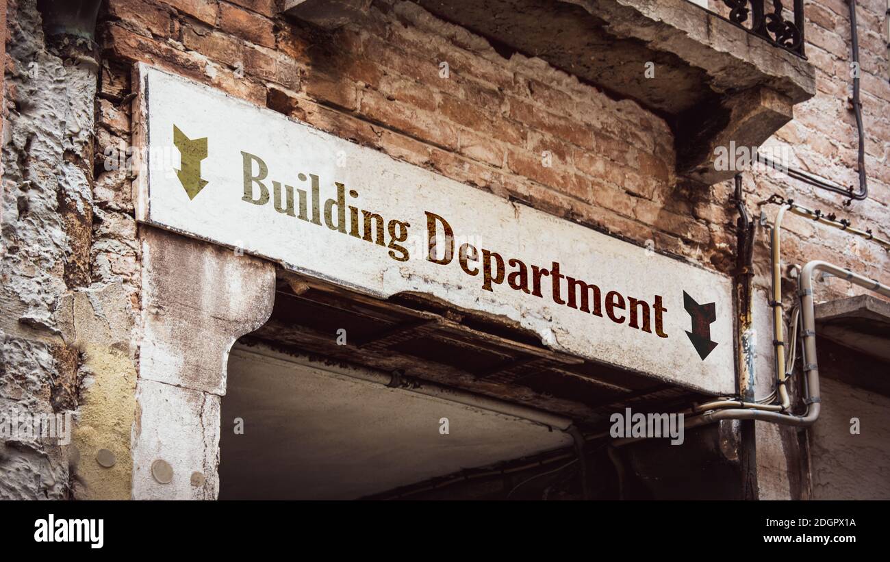 Street Sign Building Department Stock Photo - Alamy