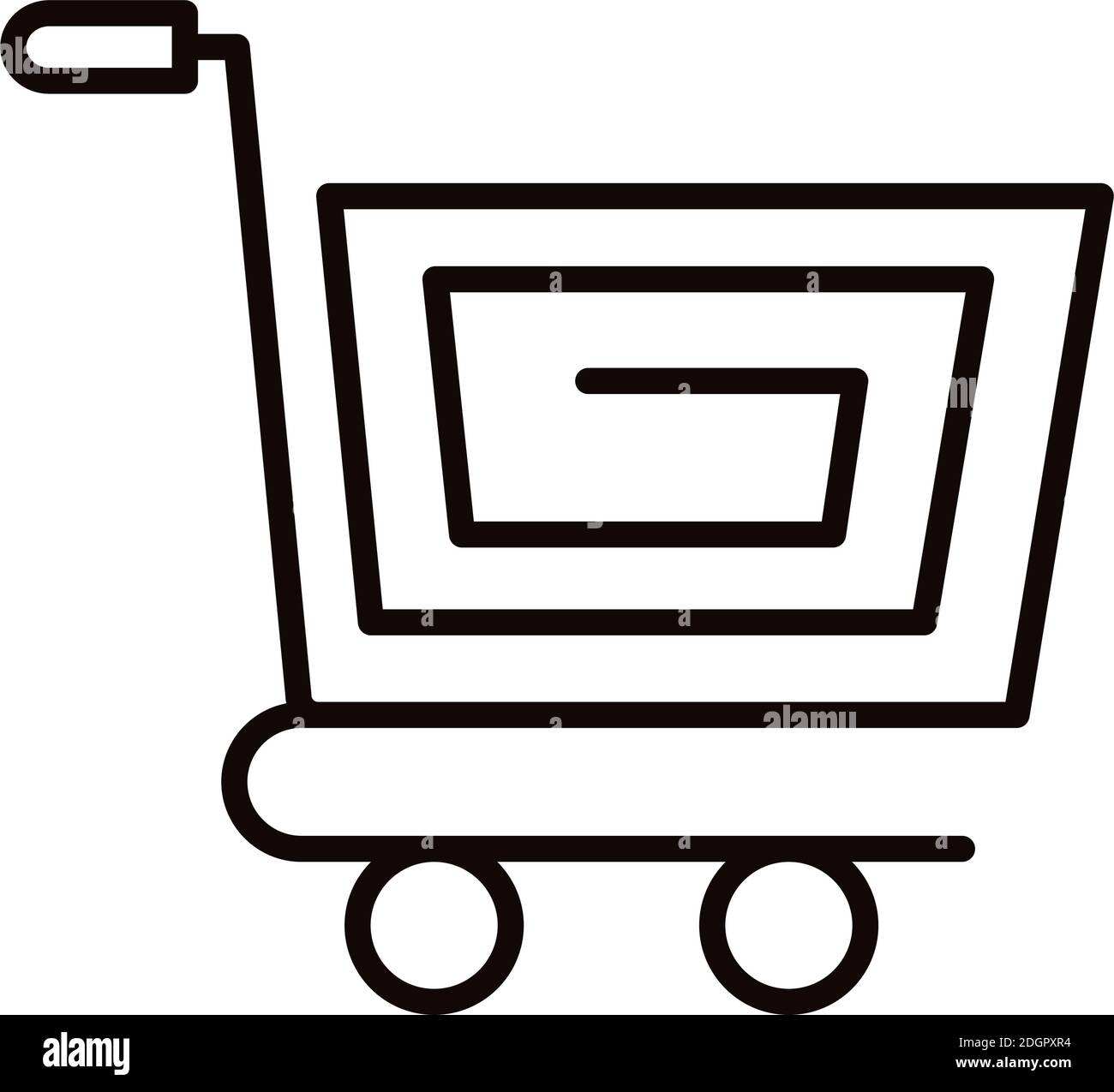 shopping cart trolley with spiral forms line style icon vector ...