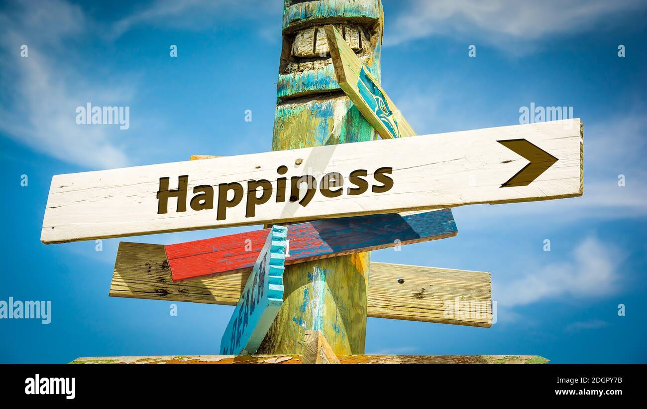 Street Sign to Happiness Stock Photo - Alamy