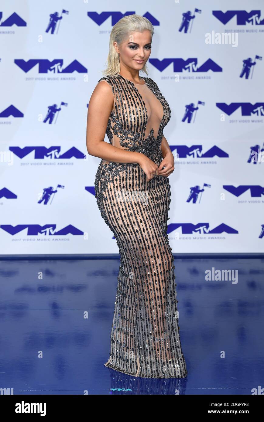 Bebe Rexha arriving at the MTV Video Music Awards 2017, held at the ...