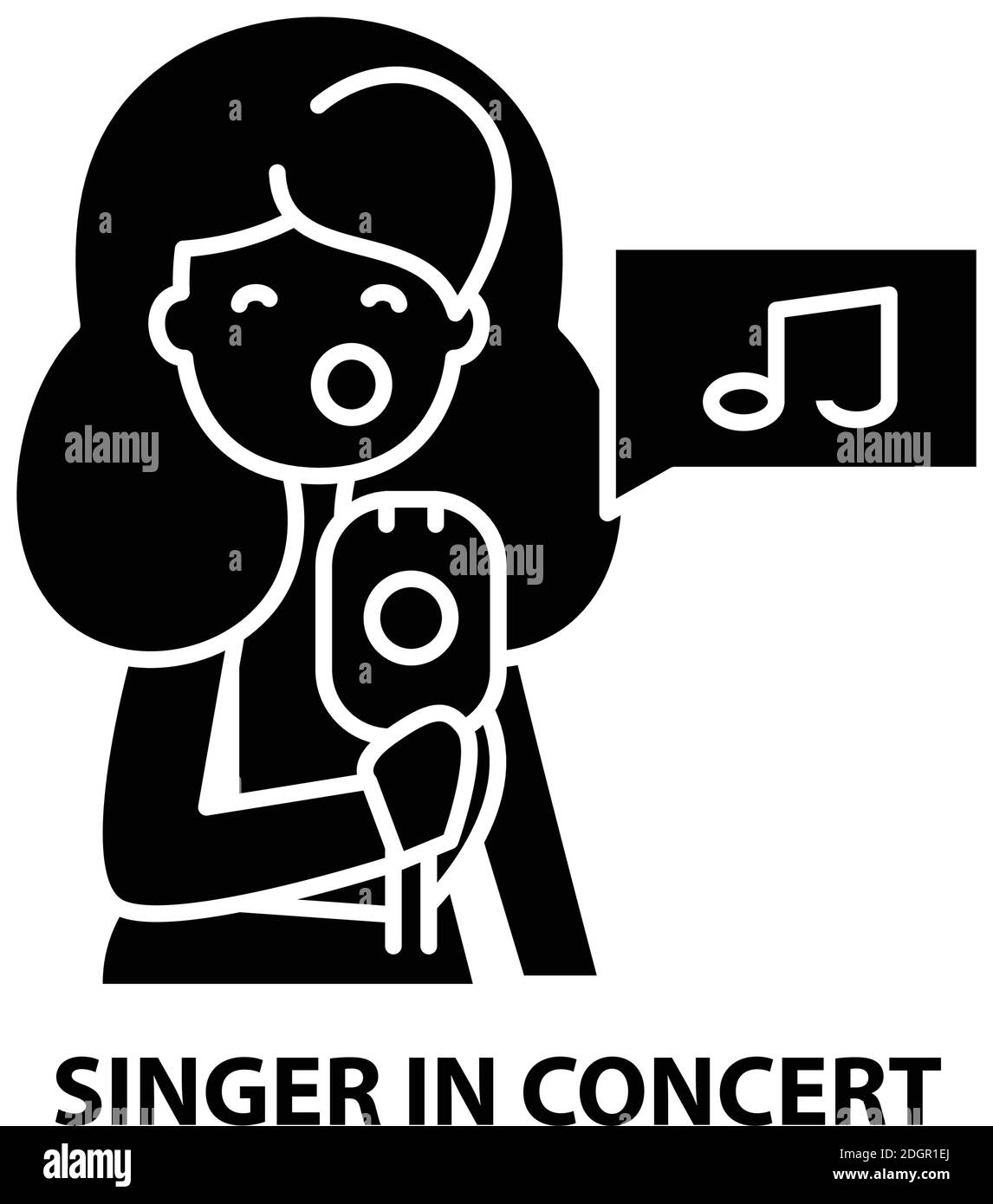 singer in concert icon, black vector sign with editable strokes ...