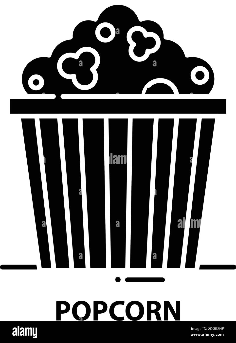 popcorn icon, black vector sign with editable strokes, concept ...