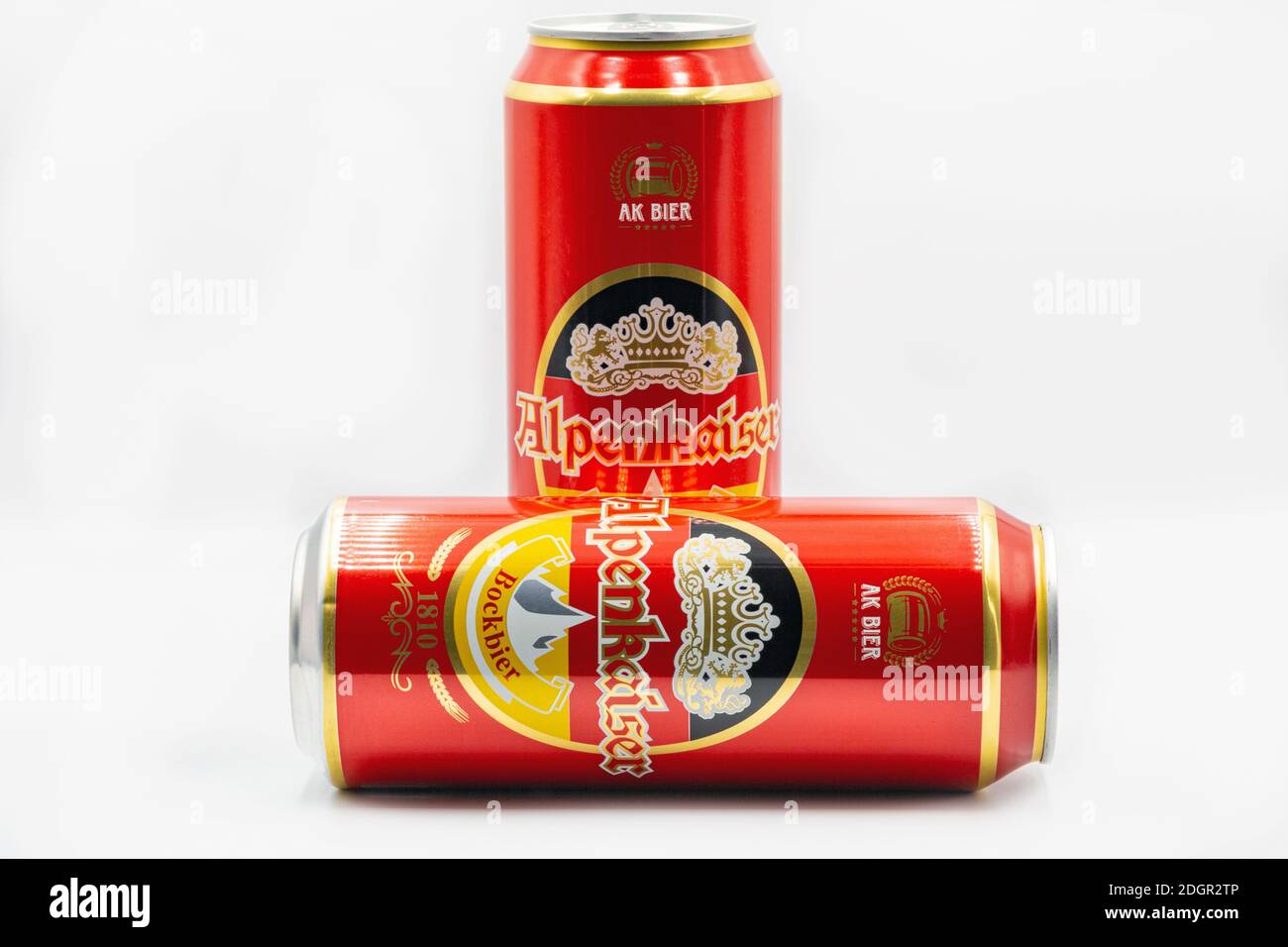 KYIV, UKRAINE - SEPTEMBER 14, 2020: German strong beer Alpenkaiser ...