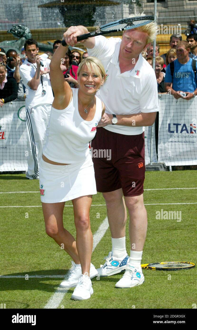 Boris Becker and Zoe Lucker pictured at the the Ariel Celebrity Tennis ...