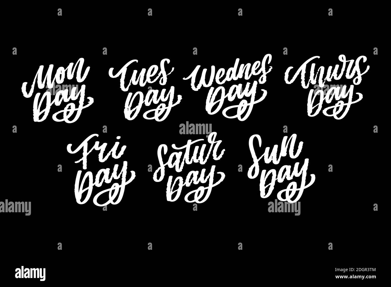 Vector handwritten inscription days a week. Calligraphy.dwritten ...