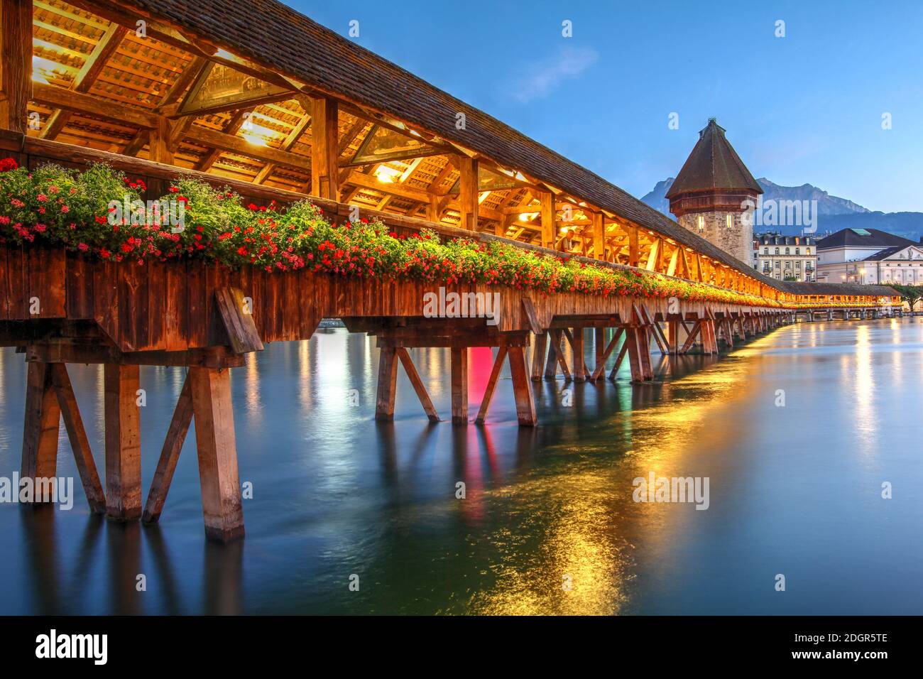 Famous wooden chapel bridge in lucerne hi-res stock photography and ...