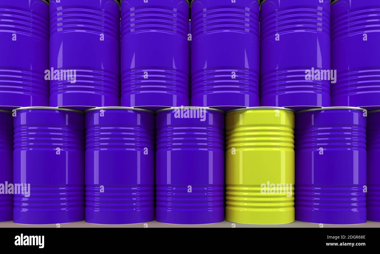 Many stacked colored barrels as industry symbol - 3D Illustration Stock ...