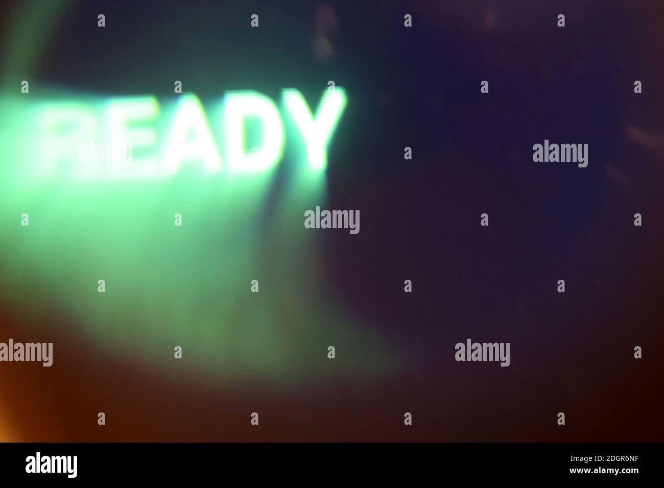 Blurred illuminated sign say READY Stock Photo - Alamy
