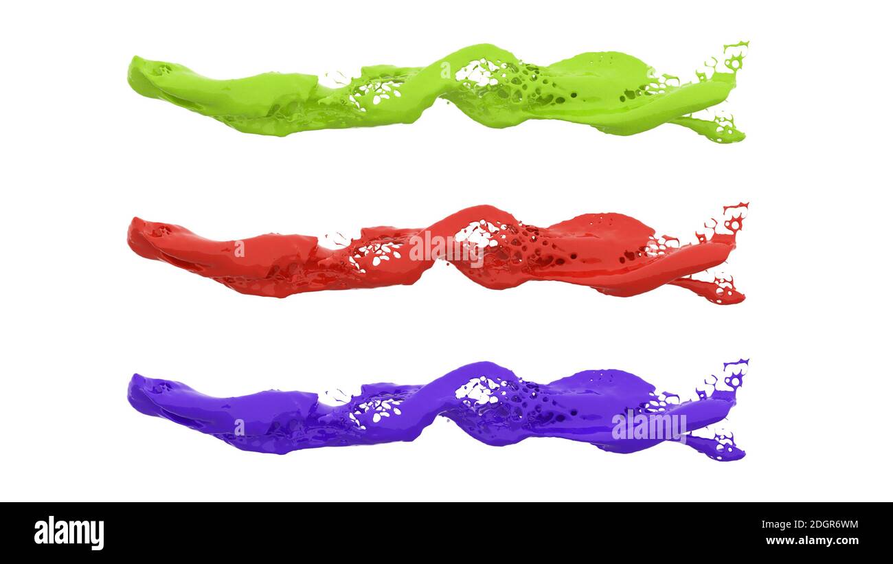Isolated multi color liquid flow with bubbles - 3D Illustration Stock ...