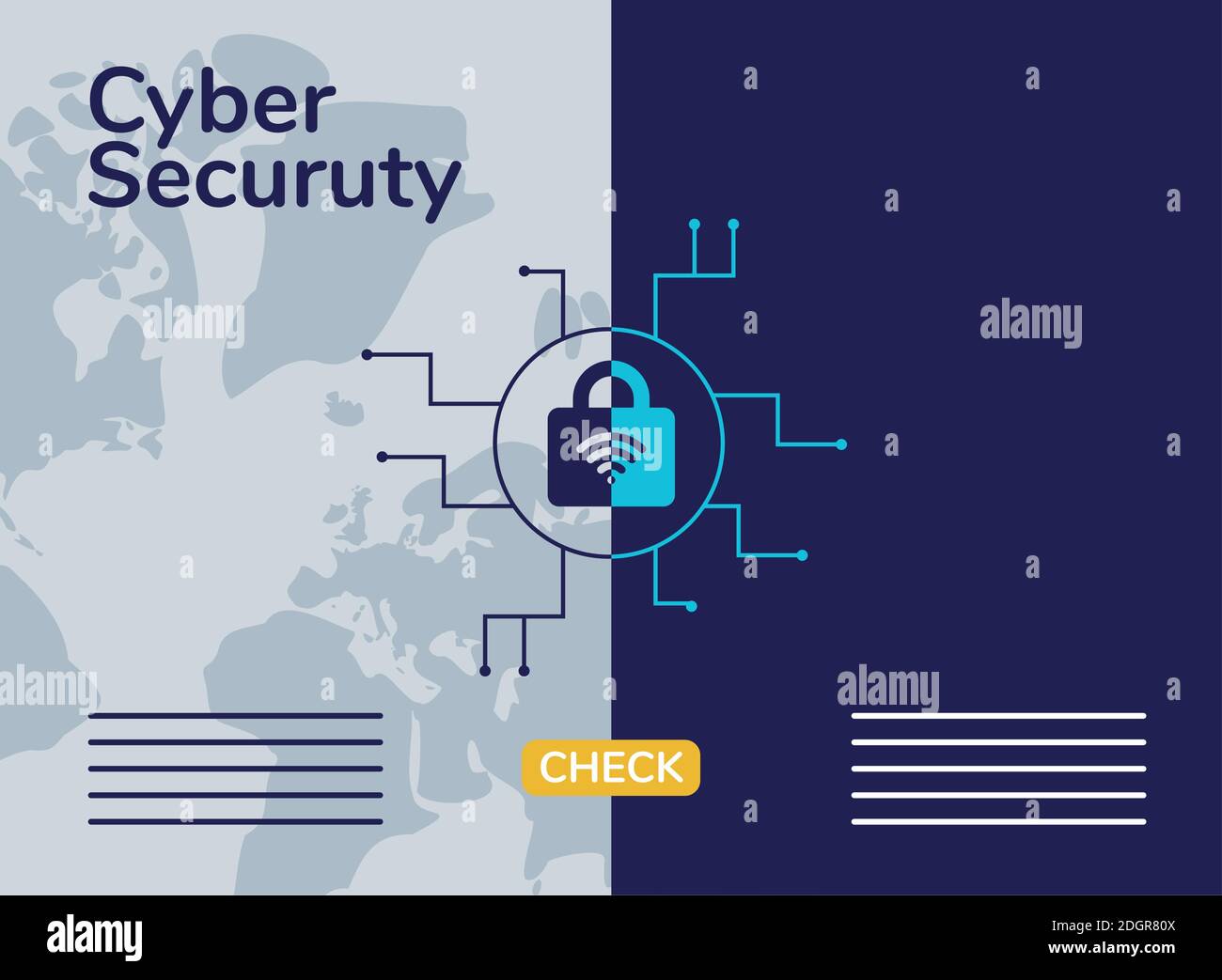 cyber security infographic with wifi in padlock and circuit vector ...