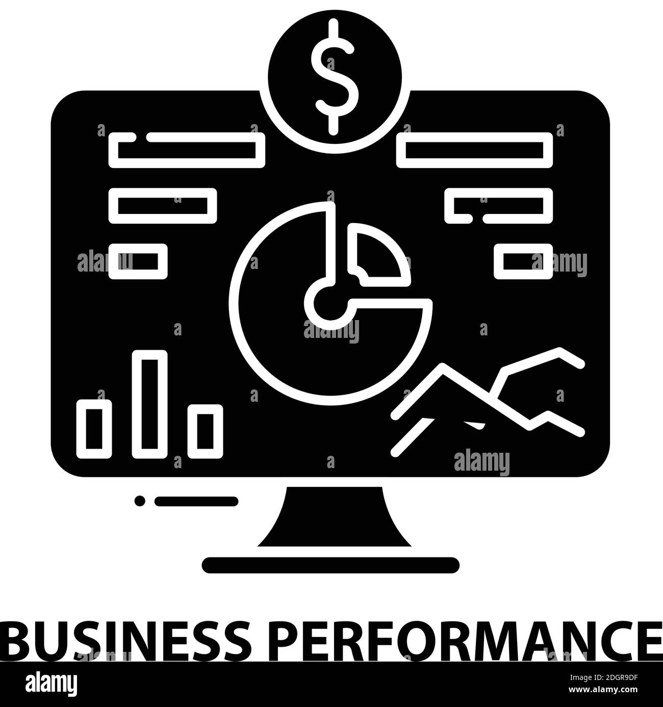 business performance icon, black vector sign with editable strokes ...