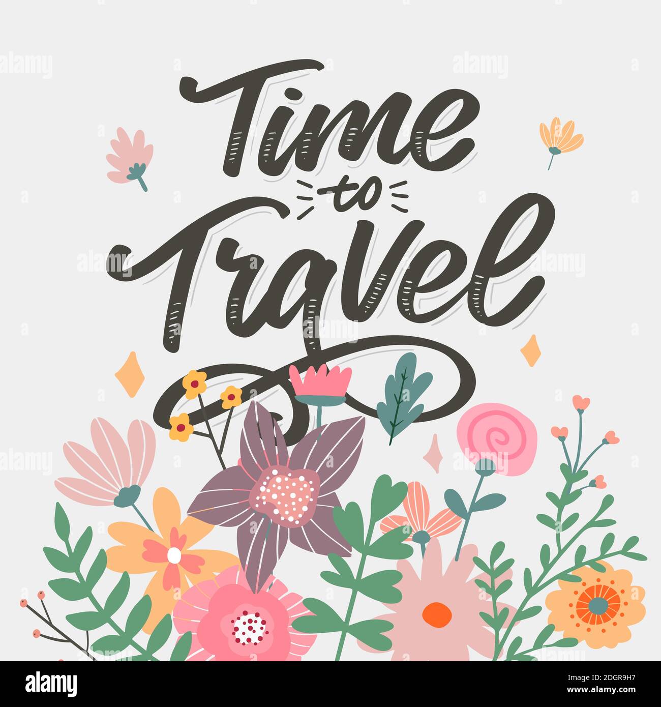 Calligraphic Writing It's Travel Time . vector illustration Stock ...