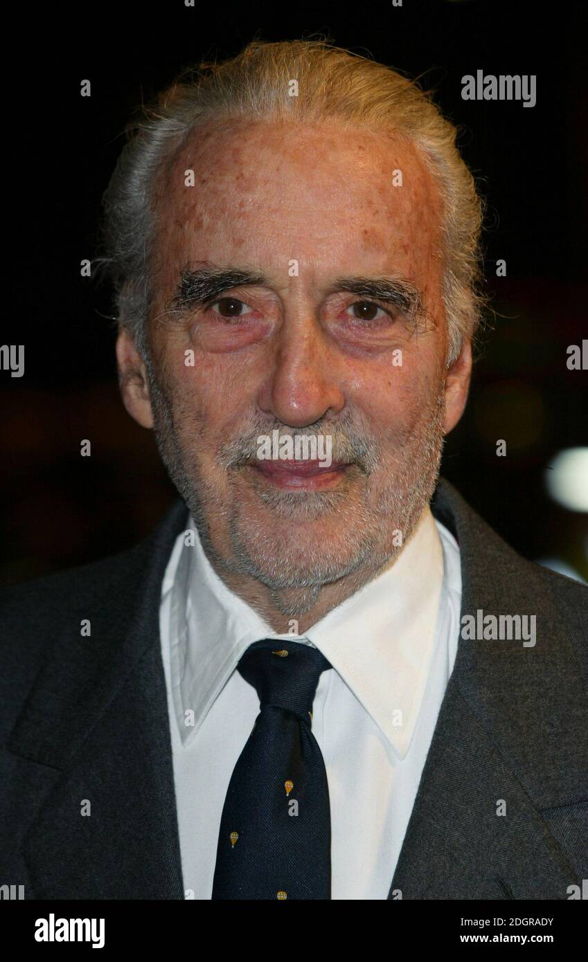 Christopher Lee arriving at the UK premiere of Tim Burton's Corpse ...