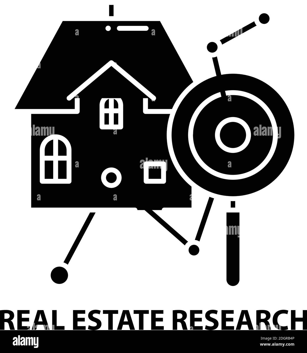 real estate research icon, black vector sign with editable strokes ...