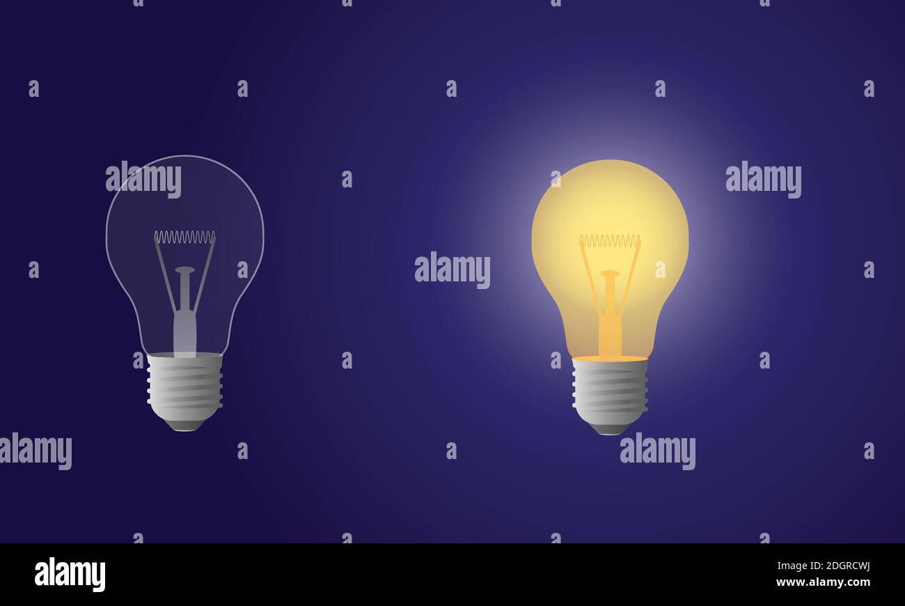 Lamp bulb - light off and light on - idea concept Stock Vector Image ...