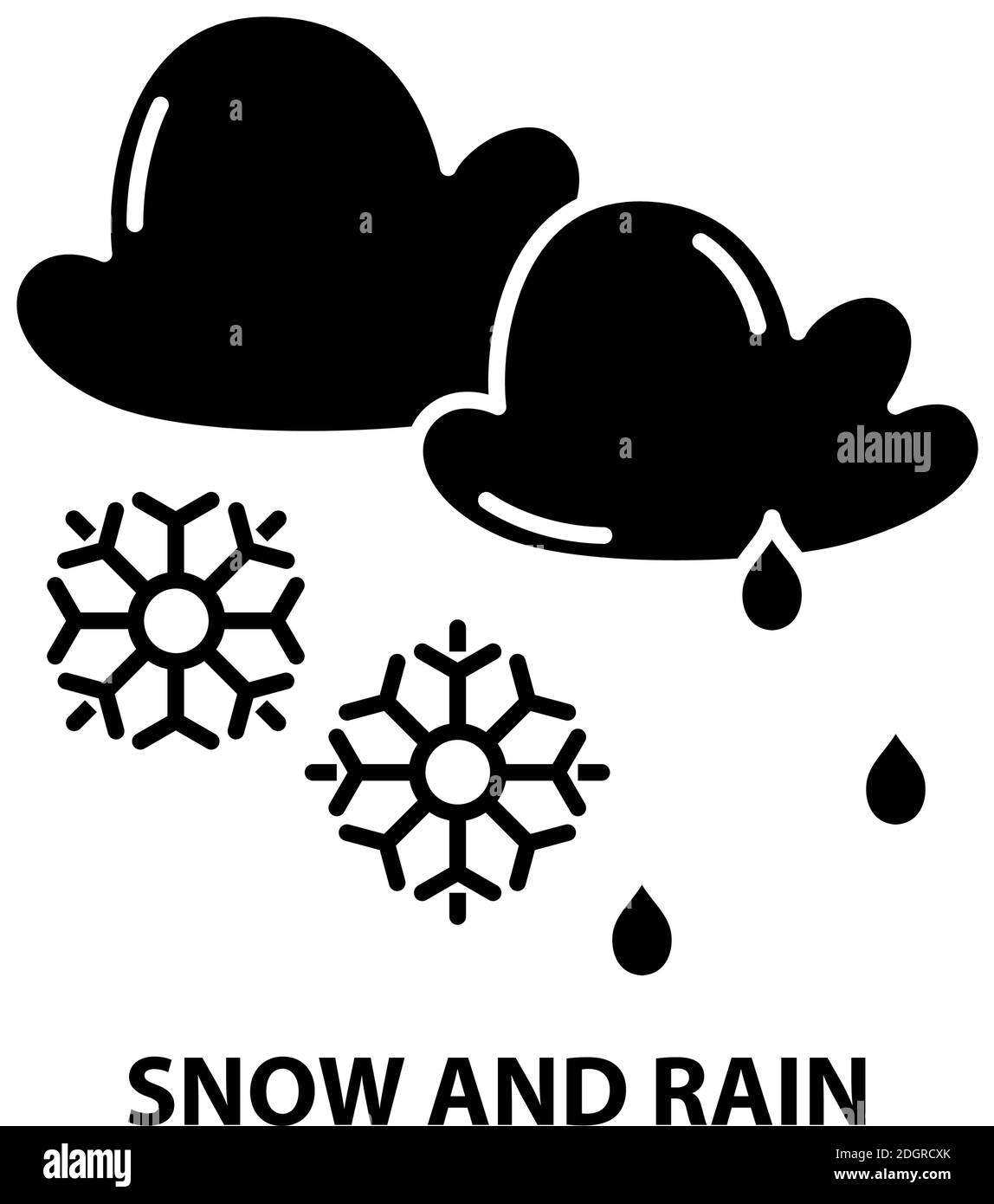snow and rain icon, black vector sign with editable strokes, concept ...
