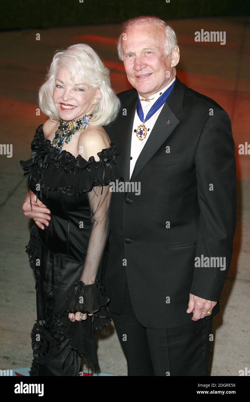 Buzz Aldrin and wife Lois Aldrin arriving at the Vanity Fair Oscars ...