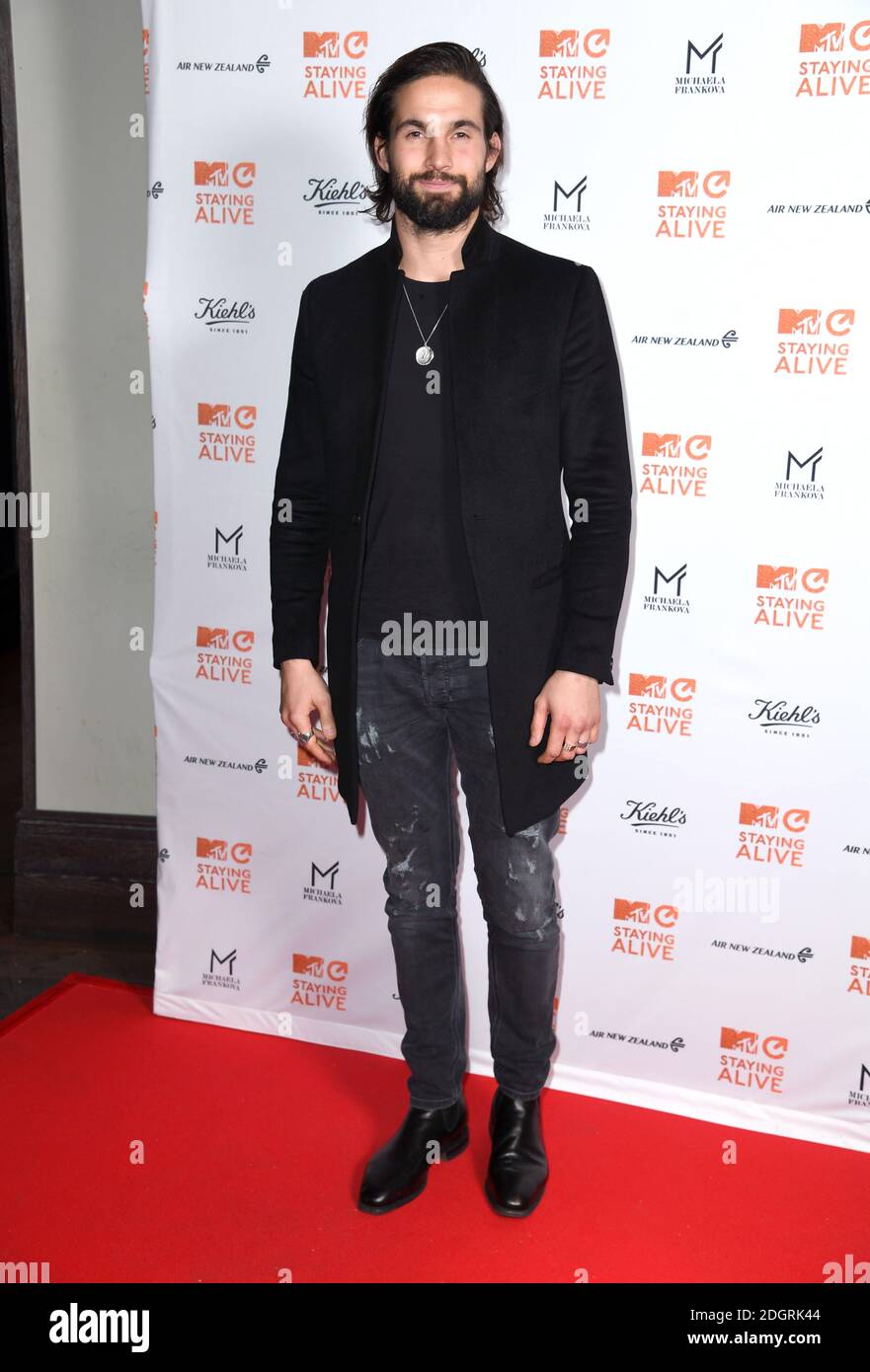 James Jewitt arriving at the MTV Staying Alive Party, 100 Wardour St ...