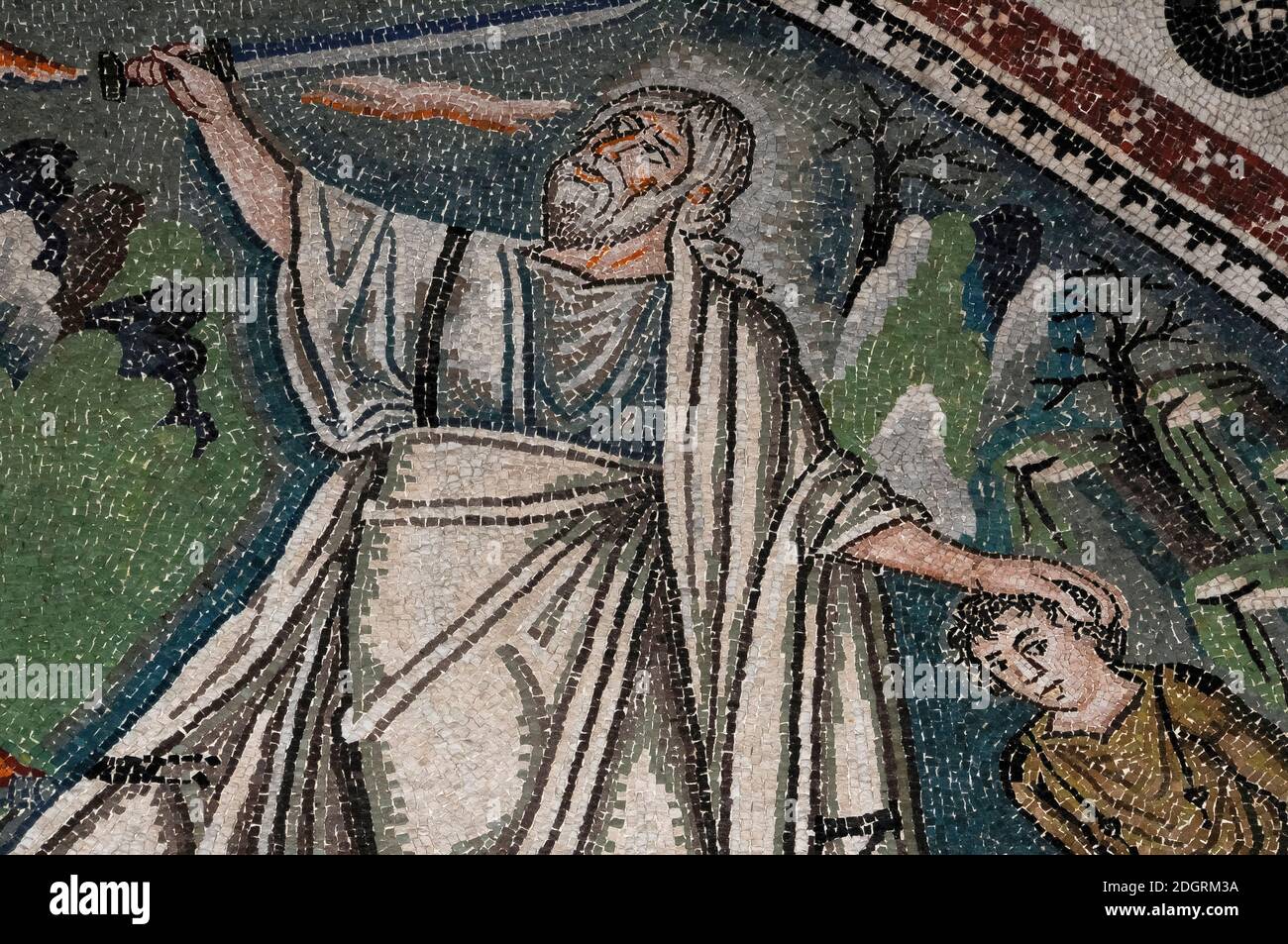 Abraham prepares to sacrifice his son Isaac. Detail of Byzantine mosaic ...