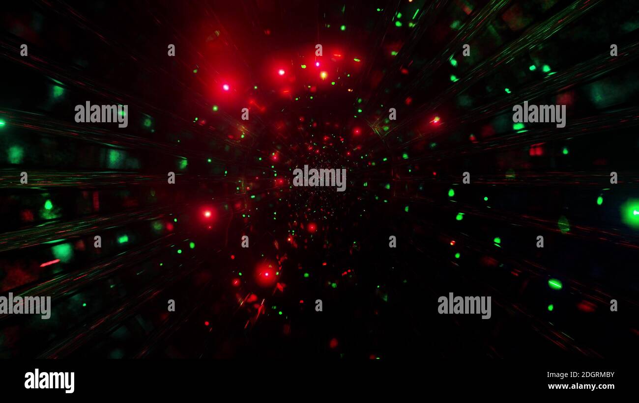 Glowing blinking neon lights tunnel 3d illustration background ...