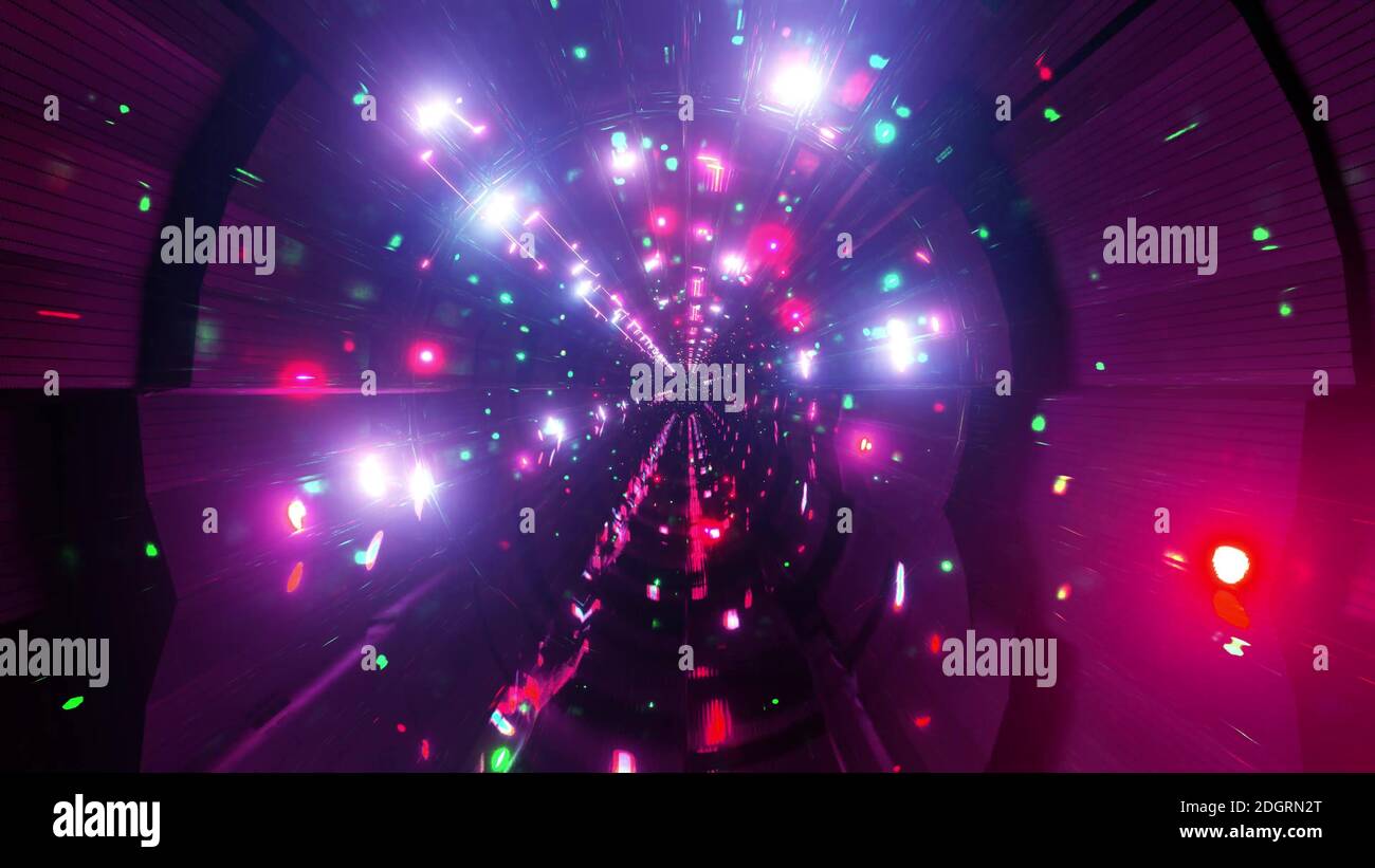Fast moving lights vision tunnel 3d illustration background wallpaper ...
