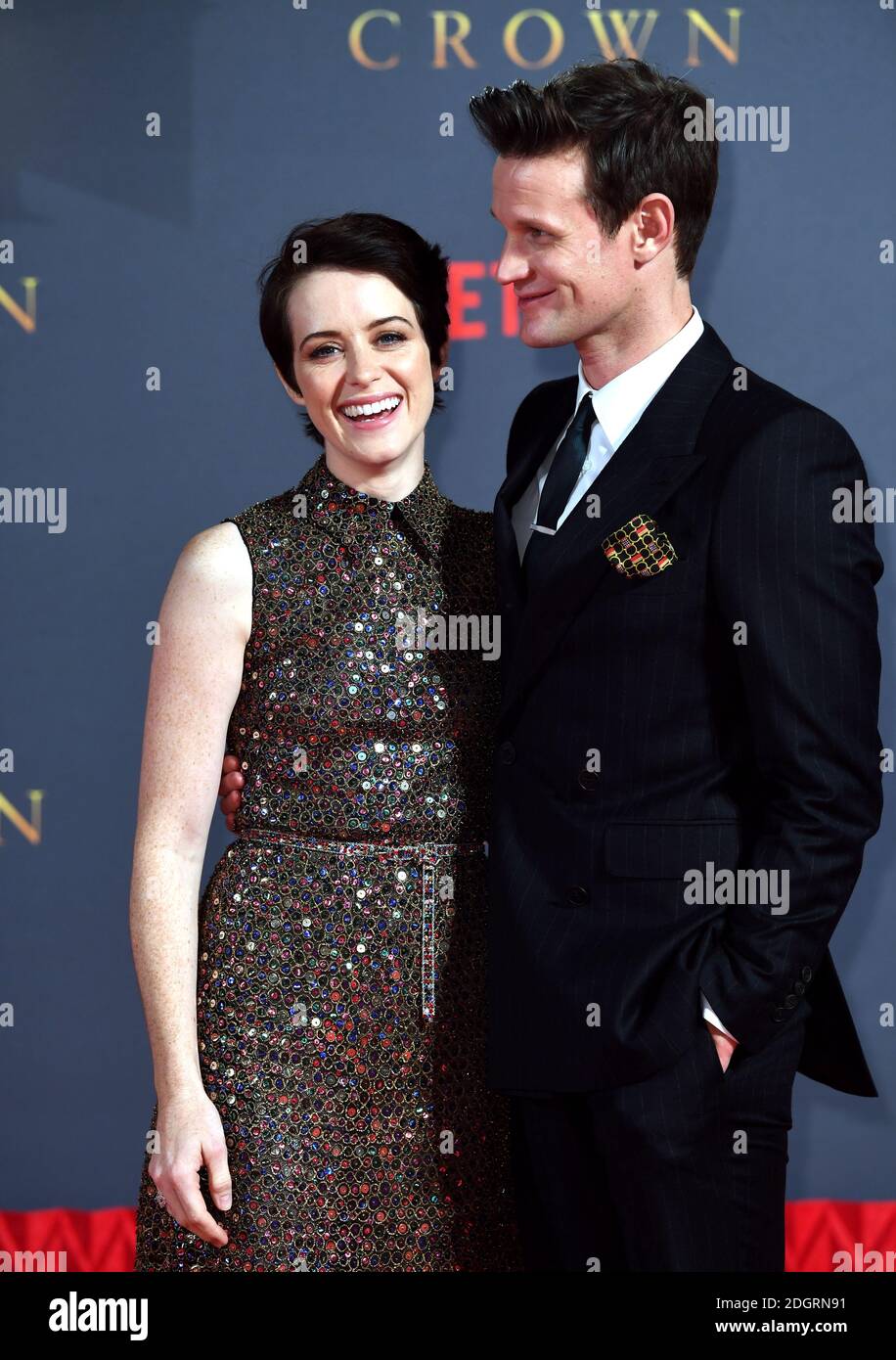 Claire foy attending season two premiere crown odeon hi-res stock ...
