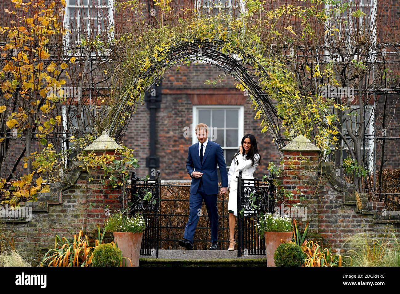 Prince Harry and Meghan Markle at a photocall to announce their ...