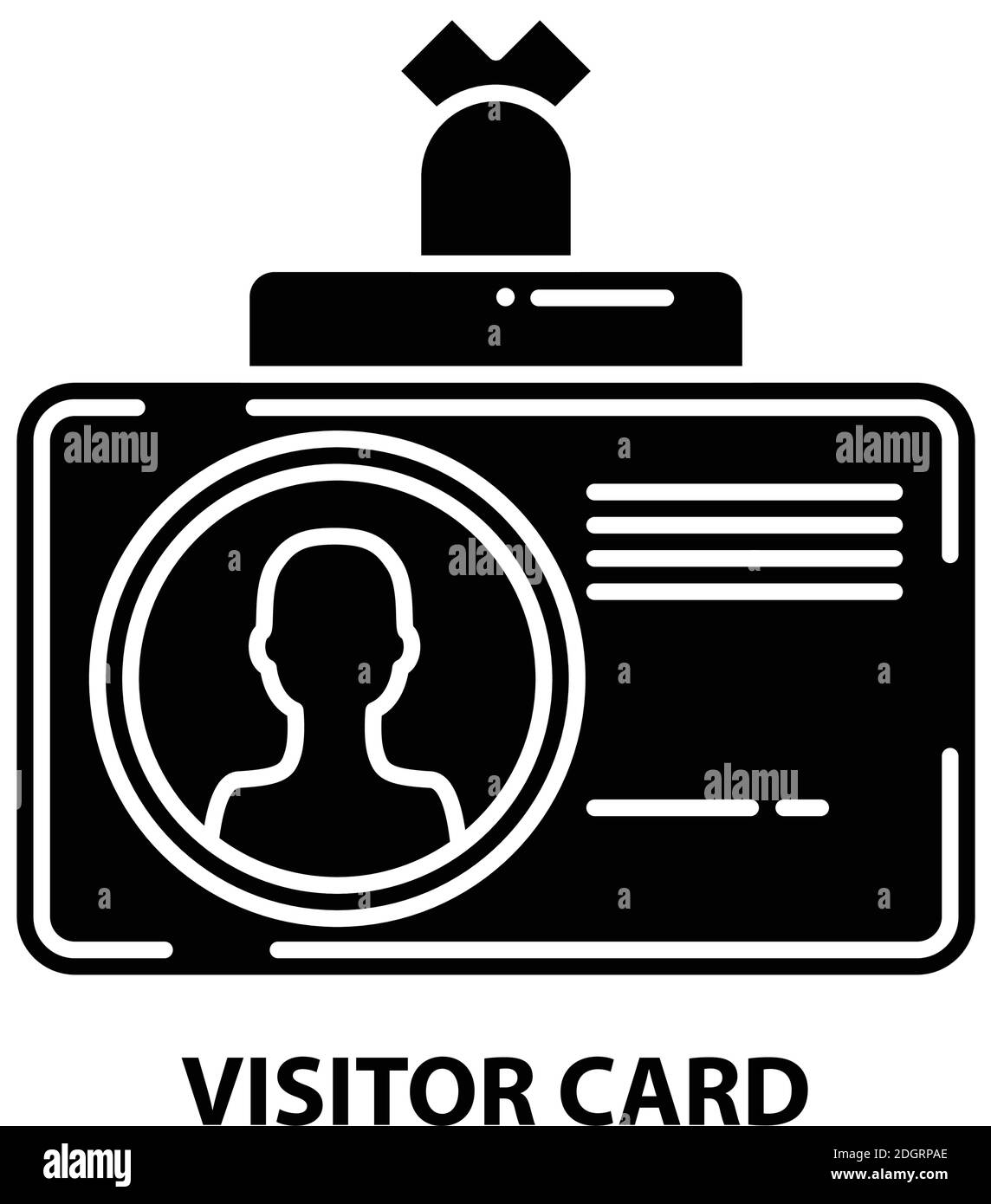 visitor card icon, black vector sign with editable strokes, concept ...