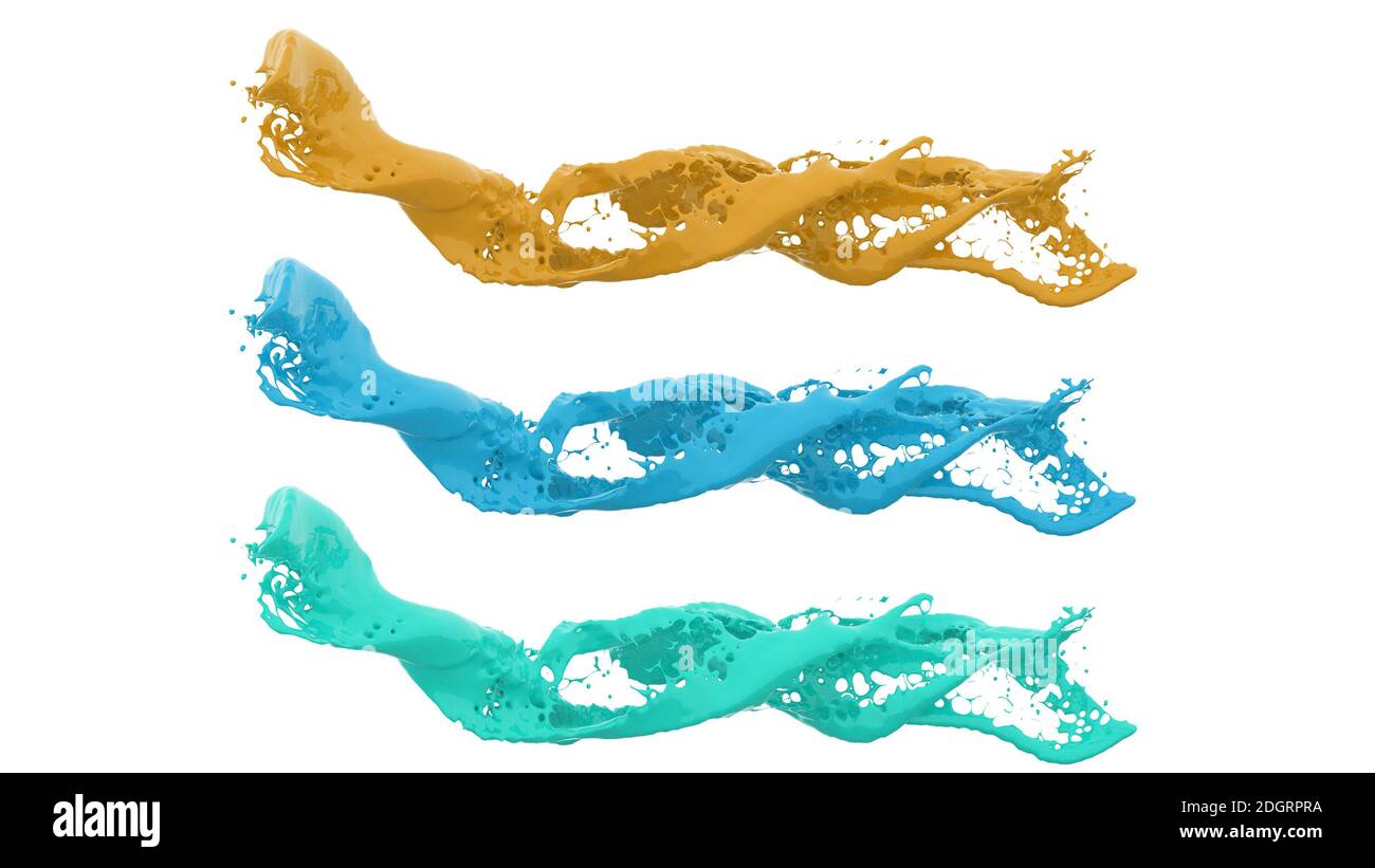 Abstract isolated multi color liquid flow with bubbles - 3D ...