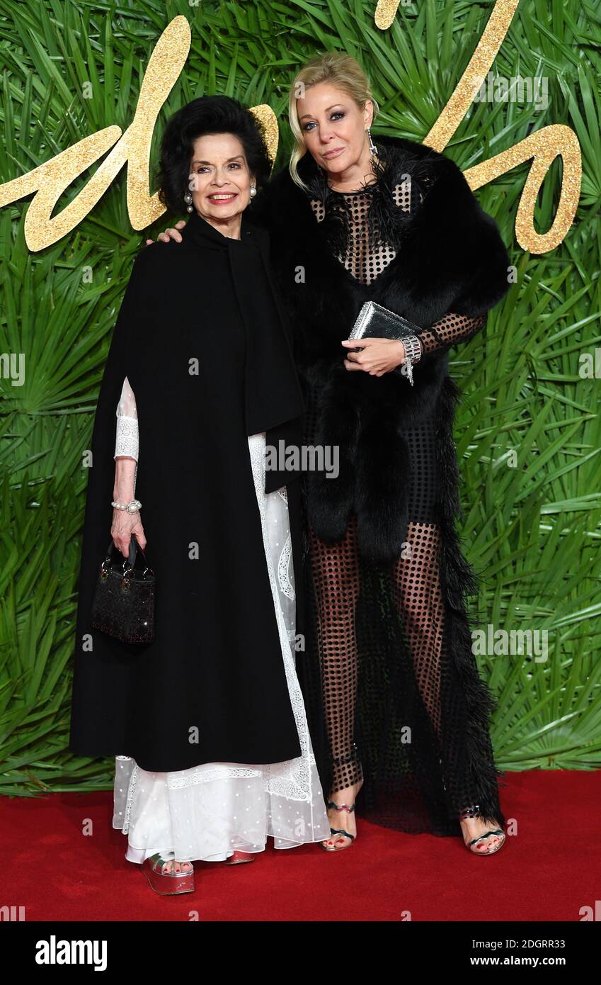 Bianca Jagger and Nadja Swarovski attending the Fashion Awards 2017, in ...