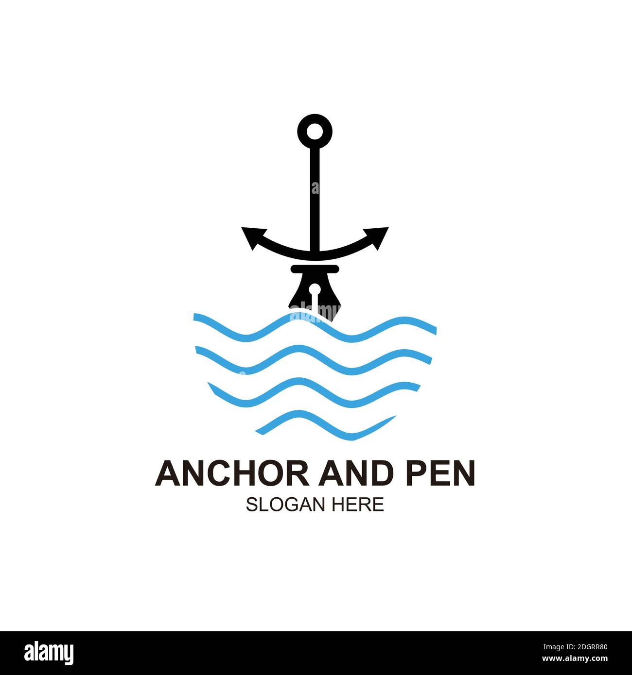 symbol icon ocean Illustration Of anchor and pen inspiration Stock ...