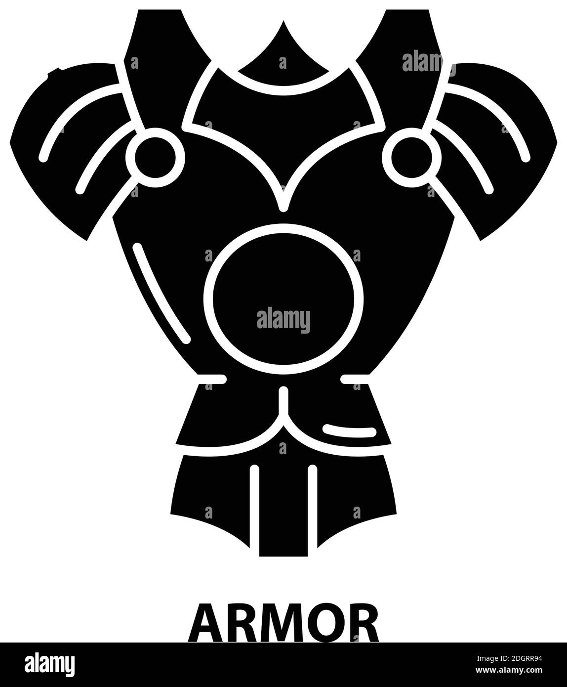 armor icon, black vector sign with editable strokes, concept ...