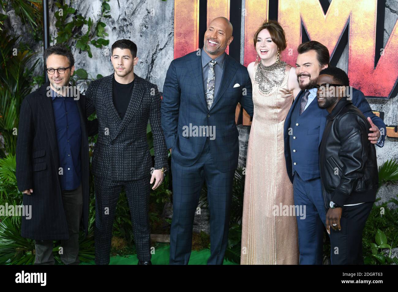 Director Jake Kasdan (L - R) Nick Jonas, Dwayne Johnson, Jack Black ...