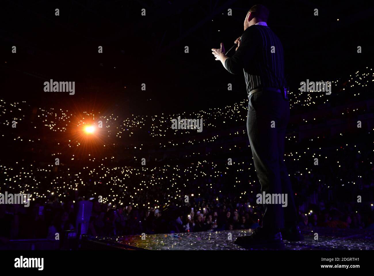 Sam Smith on stage during day one of Capital's Jingle Bell Ball 2017 ...