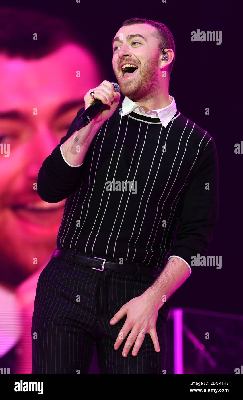 Sam Smith on stage during day one of Capital's Jingle Bell Ball 2017 ...