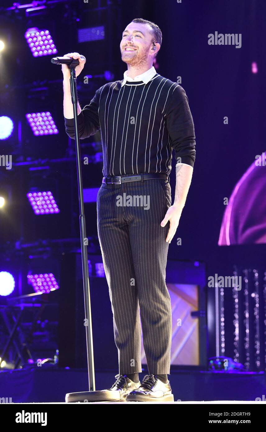 Sam Smith on stage during day one of Capital's Jingle Bell Ball 2017 ...