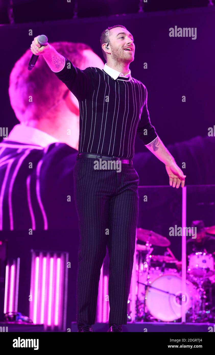 Sam Smith on stage during day one of Capital's Jingle Bell Ball 2017 ...