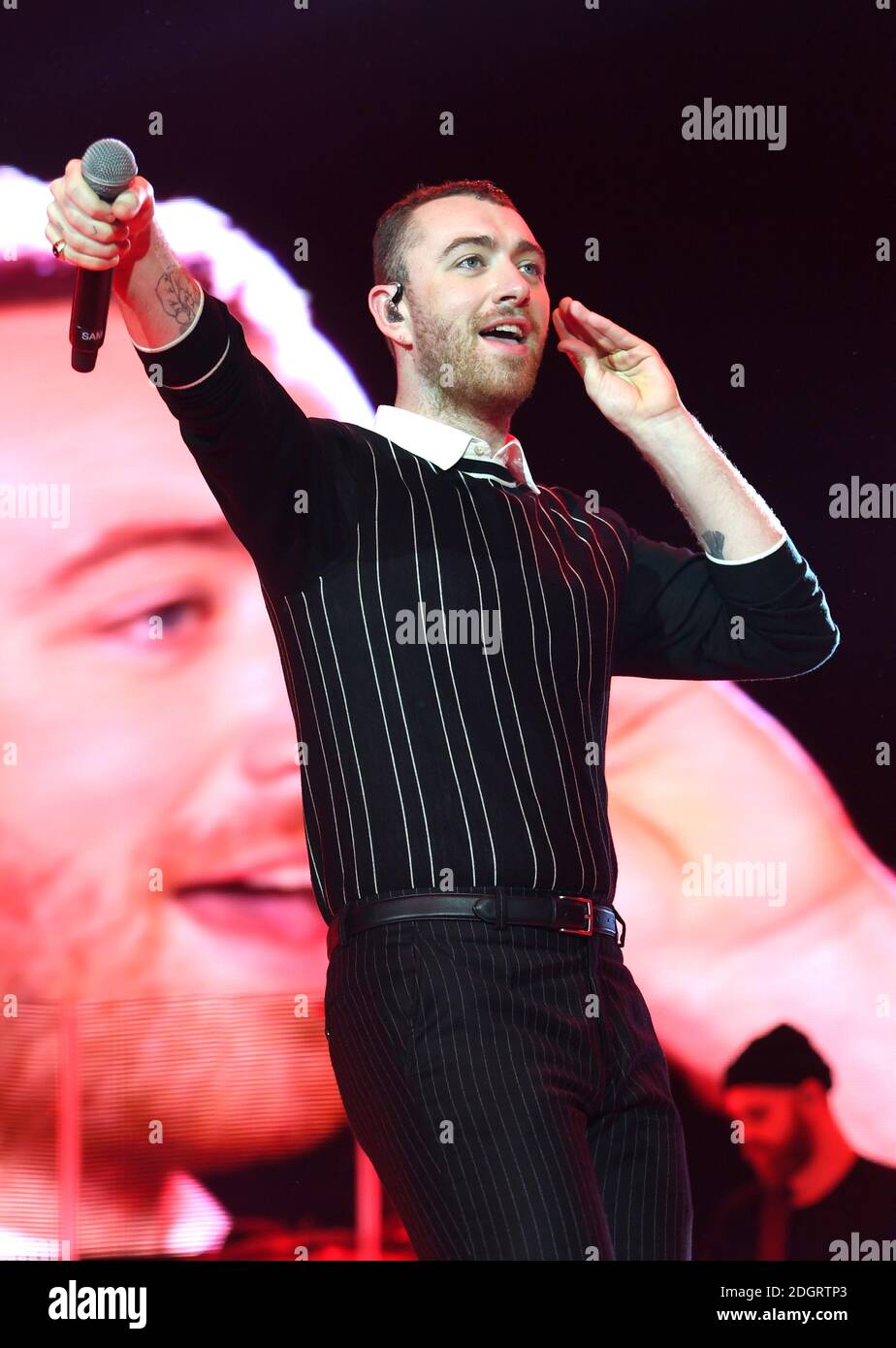 Sam Smith on stage during day one of Capital's Jingle Bell Ball 2017 ...