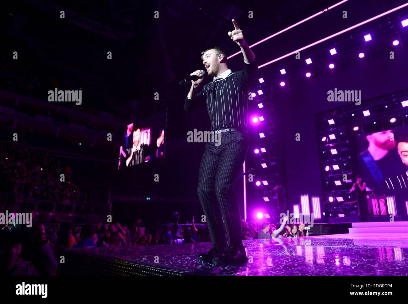 Sam Smith on stage during day one of Capital's Jingle Bell Ball 2017 ...