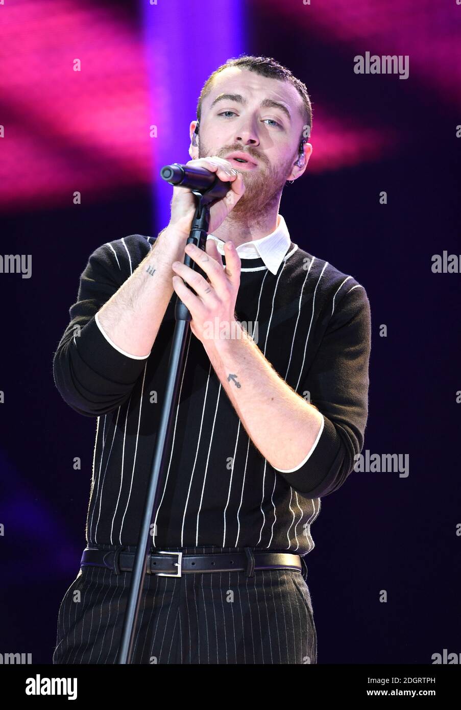 Sam Smith on stage during day one of Capital's Jingle Bell Ball 2017 ...