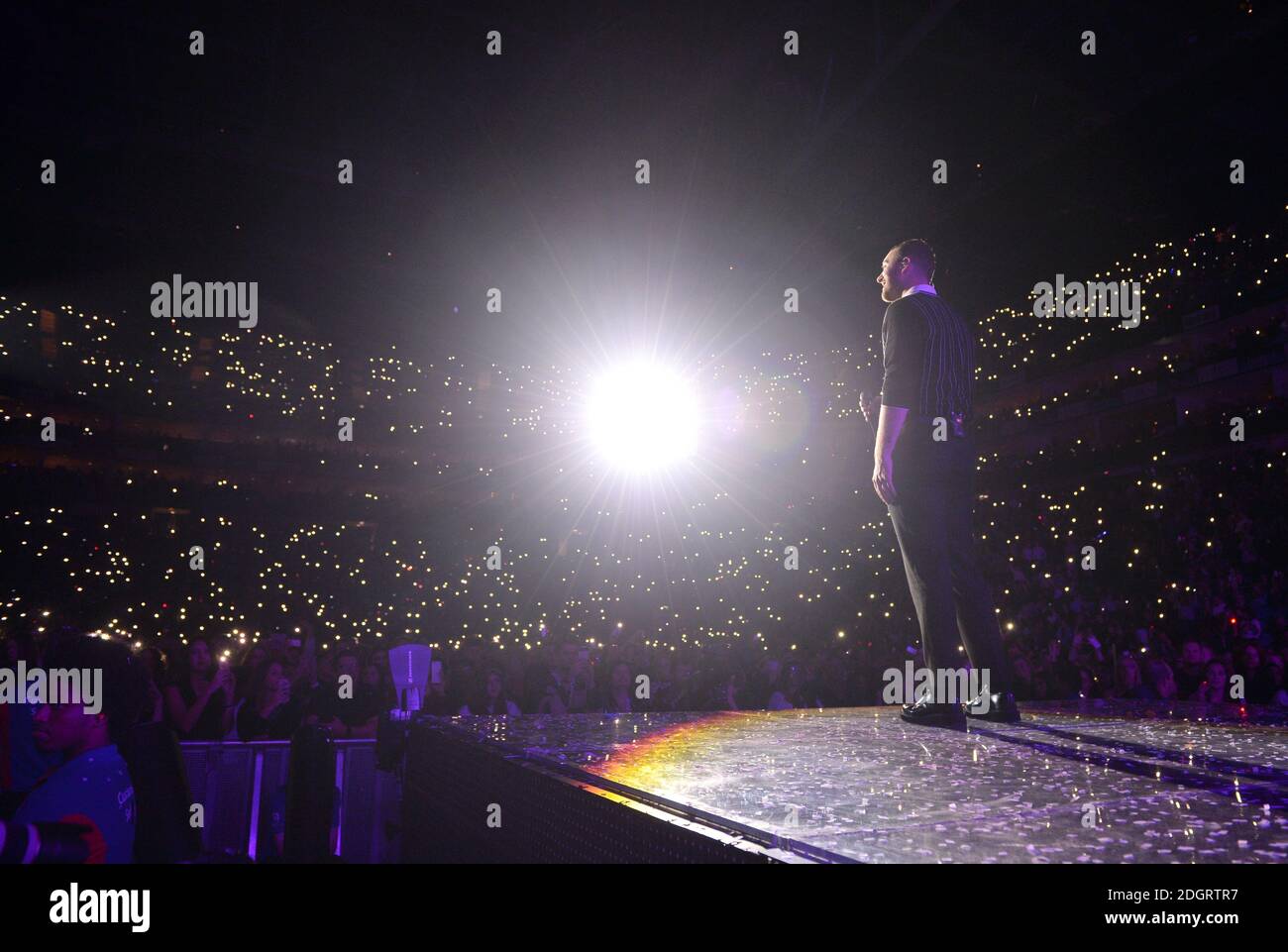 Sam Smith on stage during day one of Capital's Jingle Bell Ball 2017 ...
