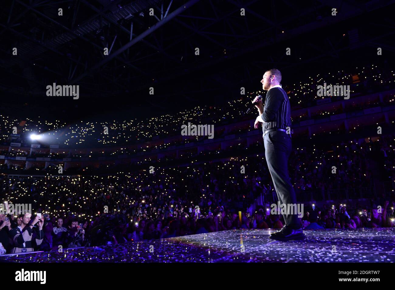 Sam Smith on stage during day one of Capital's Jingle Bell Ball 2017 ...