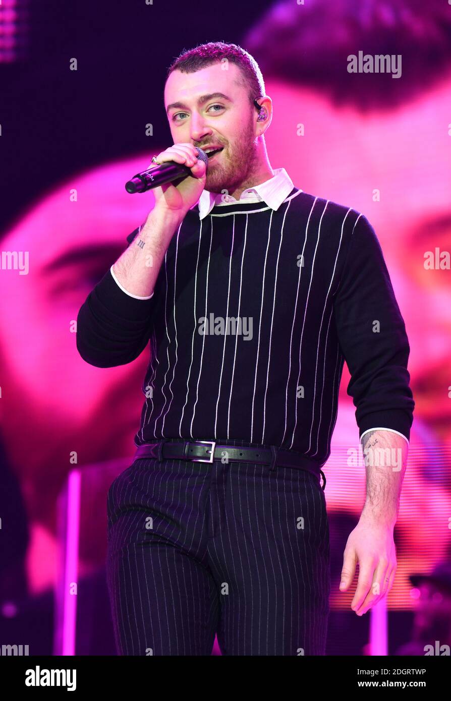 Sam Smith on stage during day one of Capital's Jingle Bell Ball 2017 ...