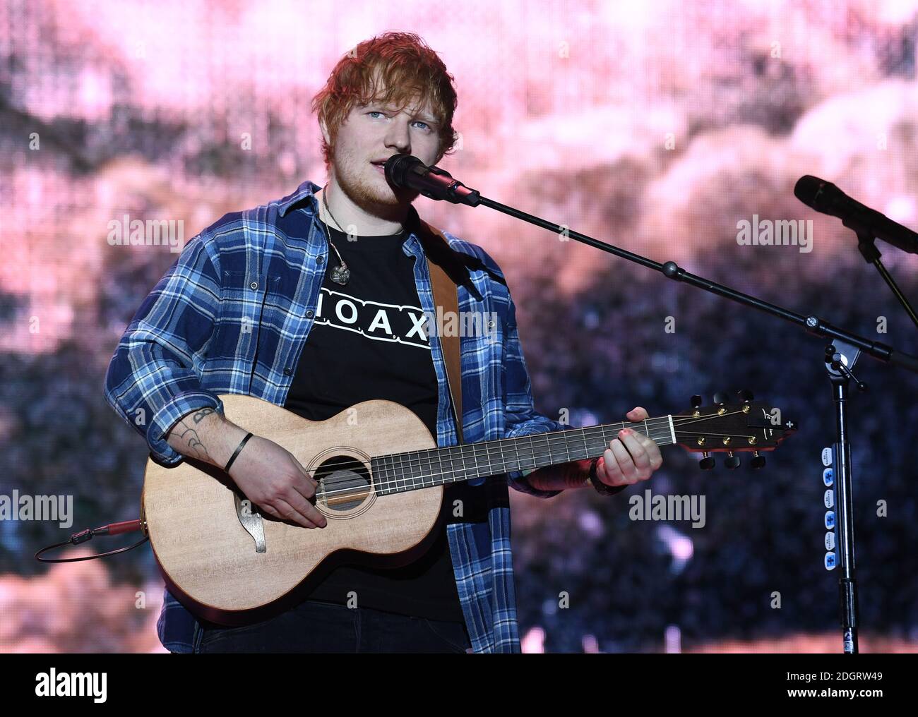 Ed Sheeran on stage during day two of Capital's Jingle Bell Ball 2017 ...