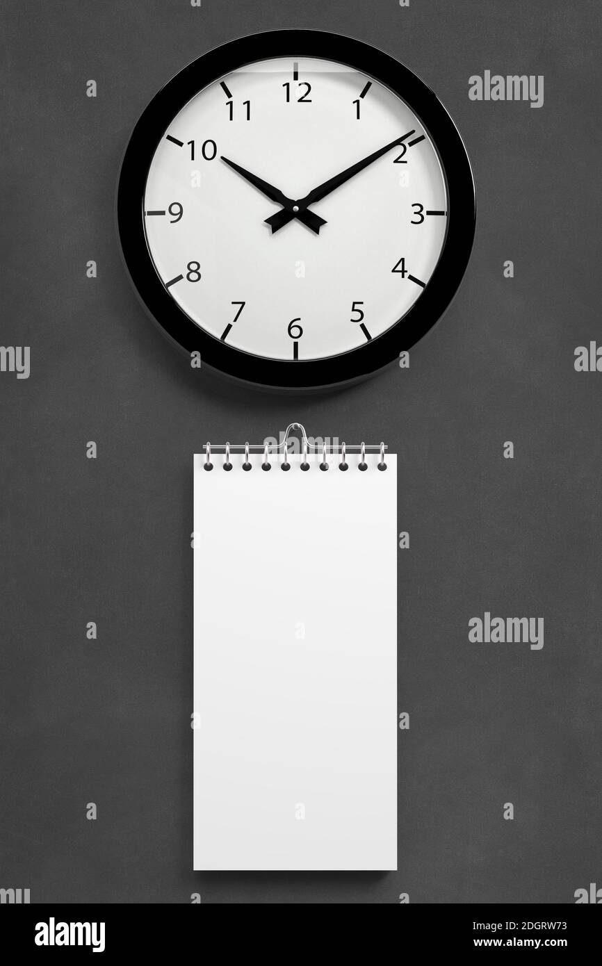 Calendar with Clock Stock Photo - Alamy