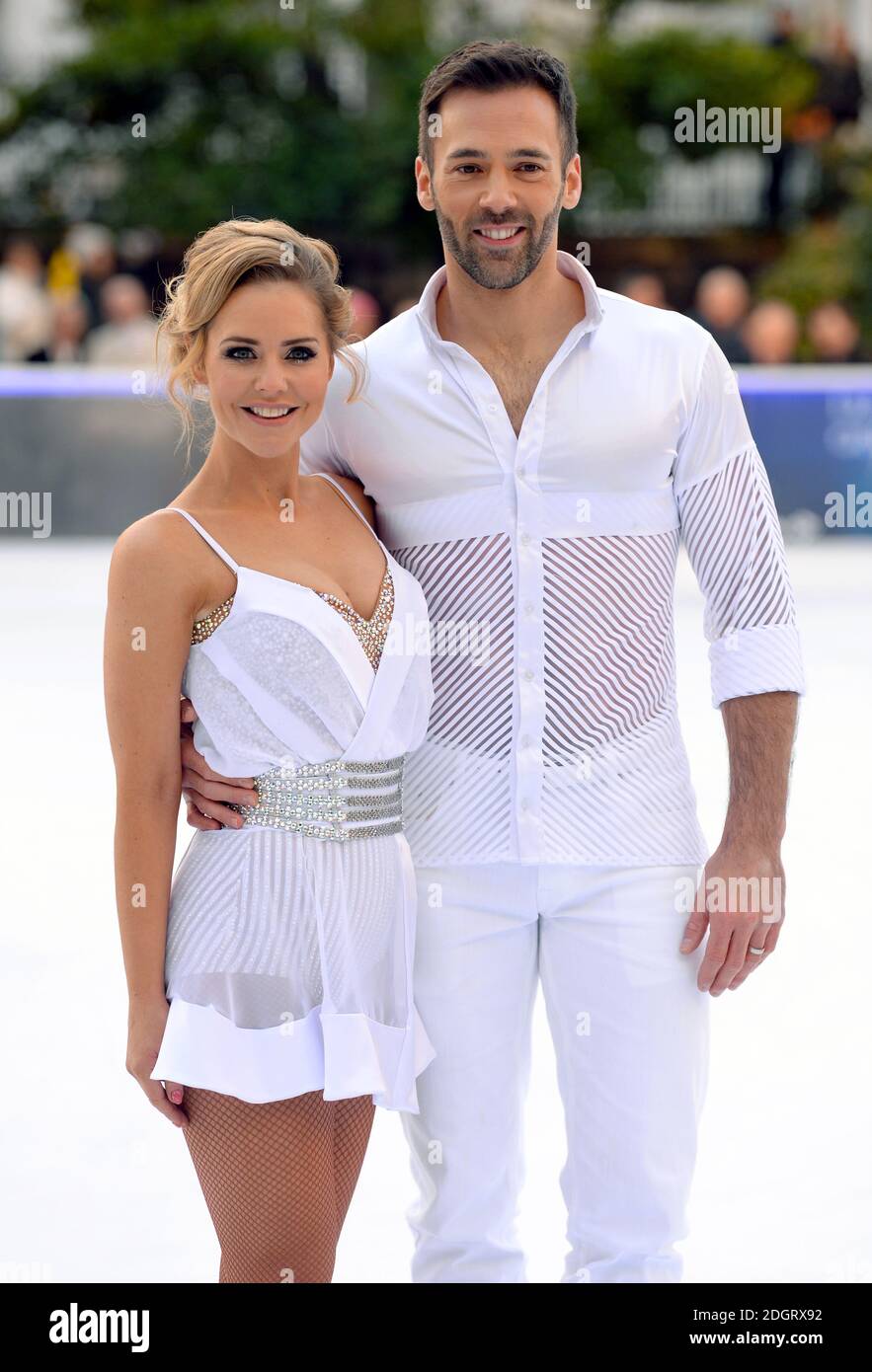 Stephanie Waring and Sylvain Longchambon attending the Dancing on Ice ...