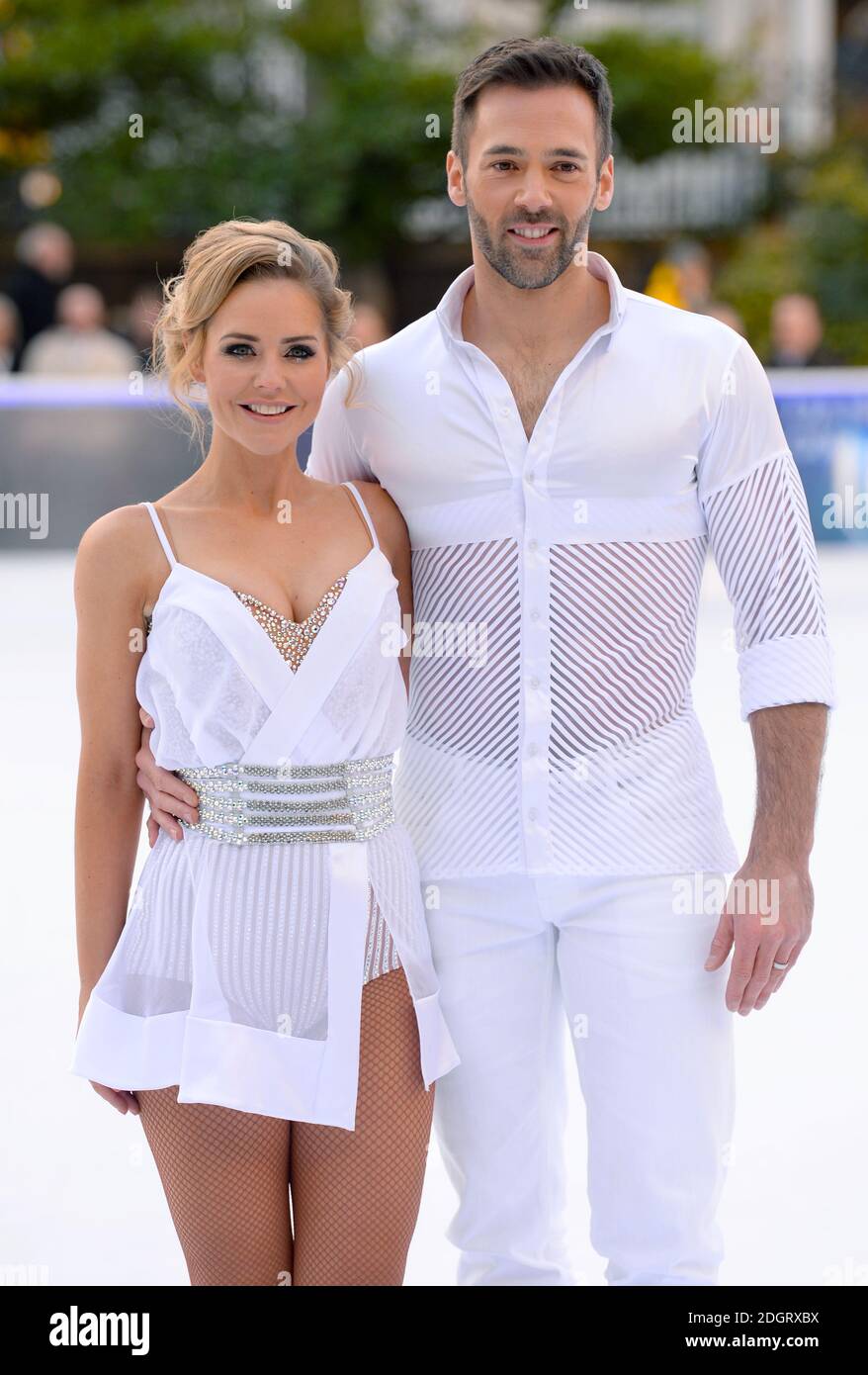 Stephanie Waring and Sylvain Longchambon attending the Dancing on Ice ...