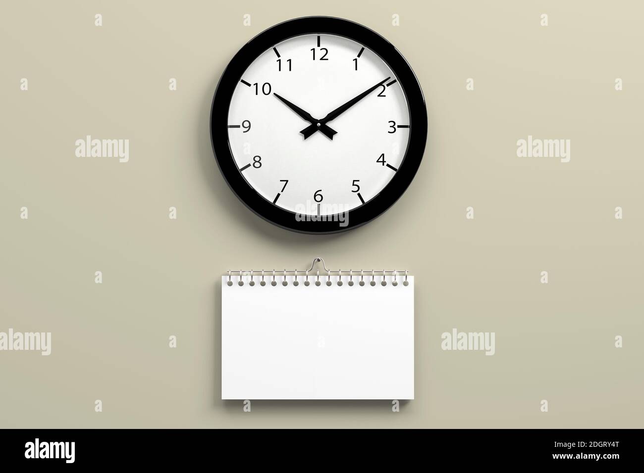 Calendar with Clock Stock Photo - Alamy
