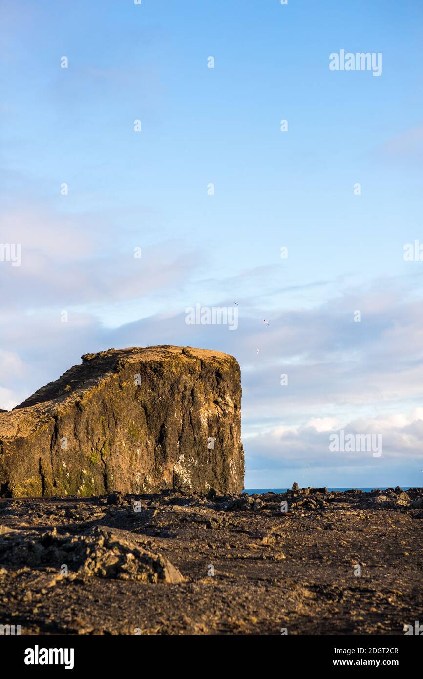 A cliff on the coast of Reykjanes Iceland and clear sky Stock Photo - Alamy