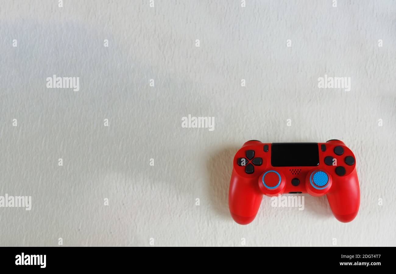 A top view shot of the red gamepad isolated on a white backgrou Stock ...